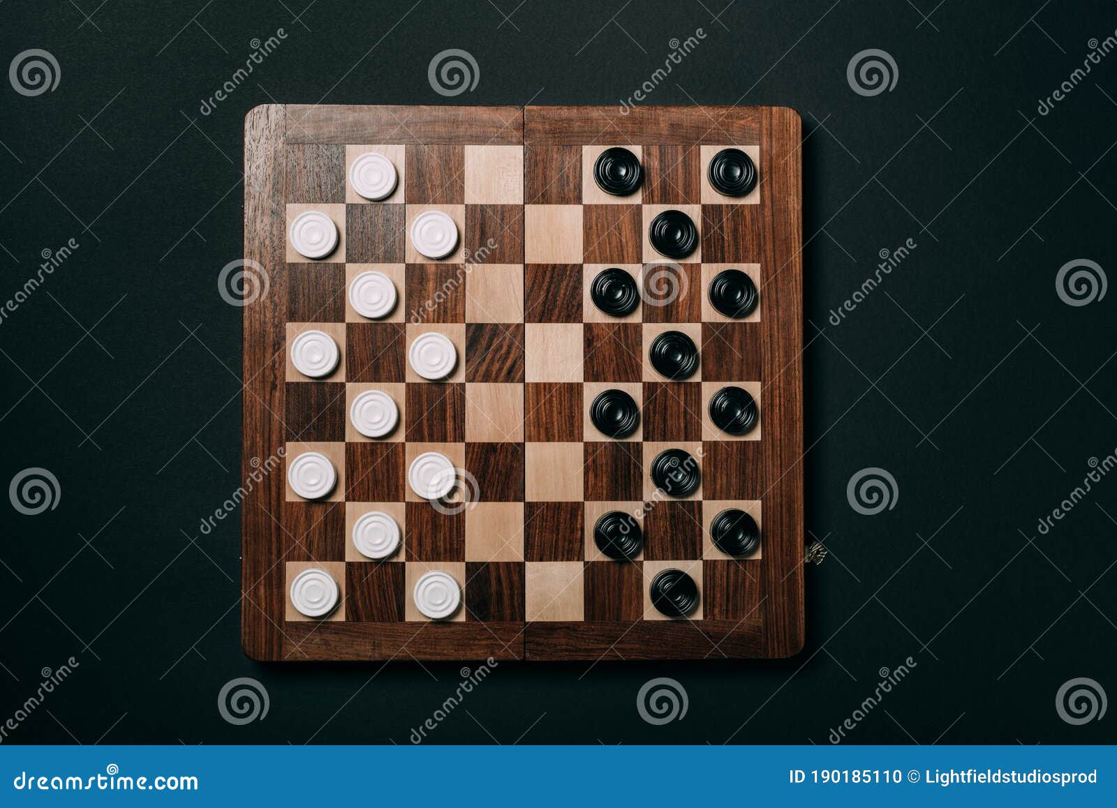 Top View of Checkers on Wooden Checkerboard Stock Photo - Image of ...