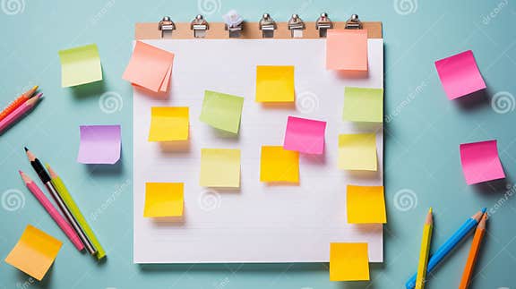 Top View of a Checklist Surrounded by Sticky Notes and Reminders Stock ...