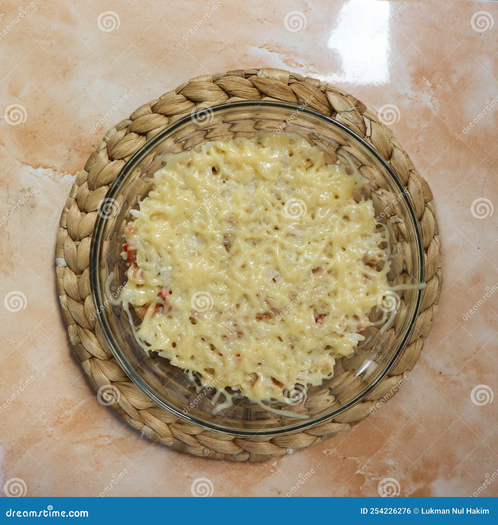 Top View of Delicious Cheese Baked Rice Stock Photo - Image of kitchen ...