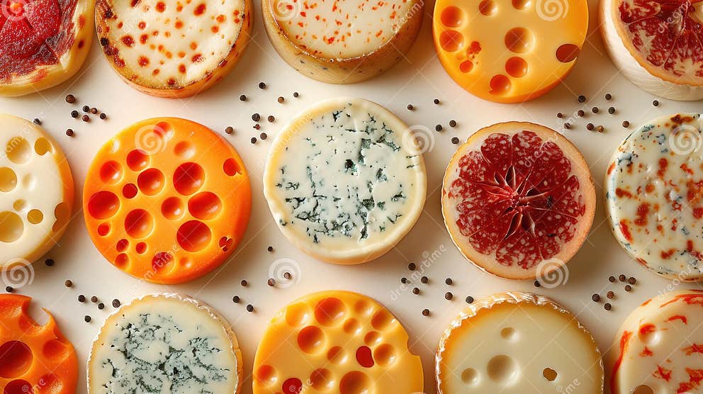 Top View of the Cheese Spread. a Selection of Different Cheeses Stock ...