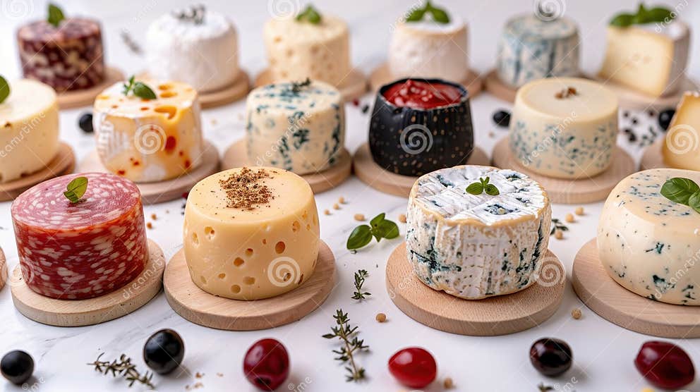 Top View of the Cheese Spread. a Selection of Different Cheeses Stock ...