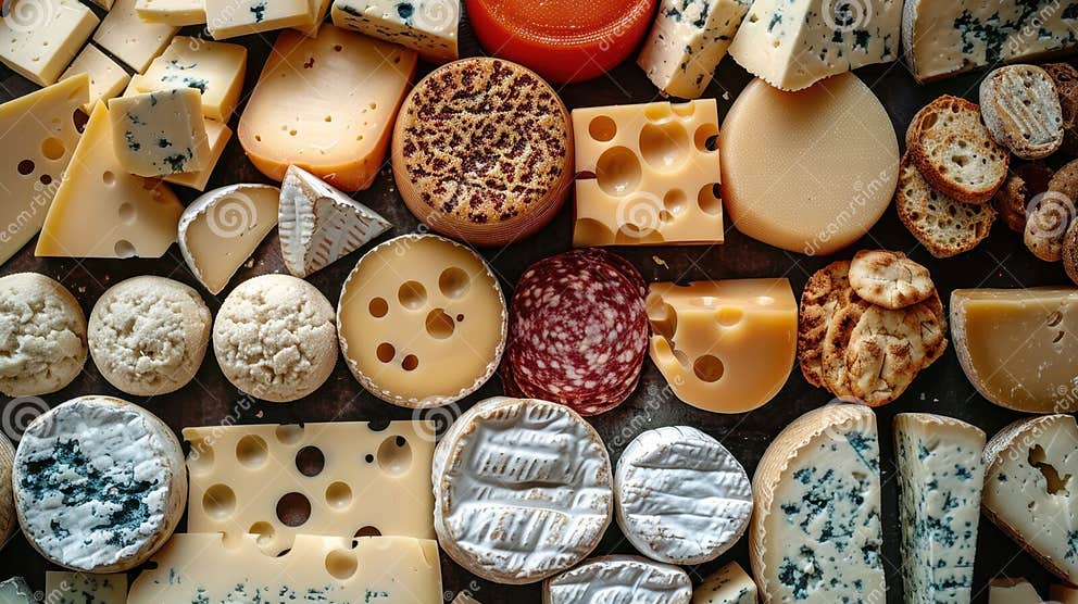 Top View of the Cheese Spread. a Selection of Different Cheeses Stock ...