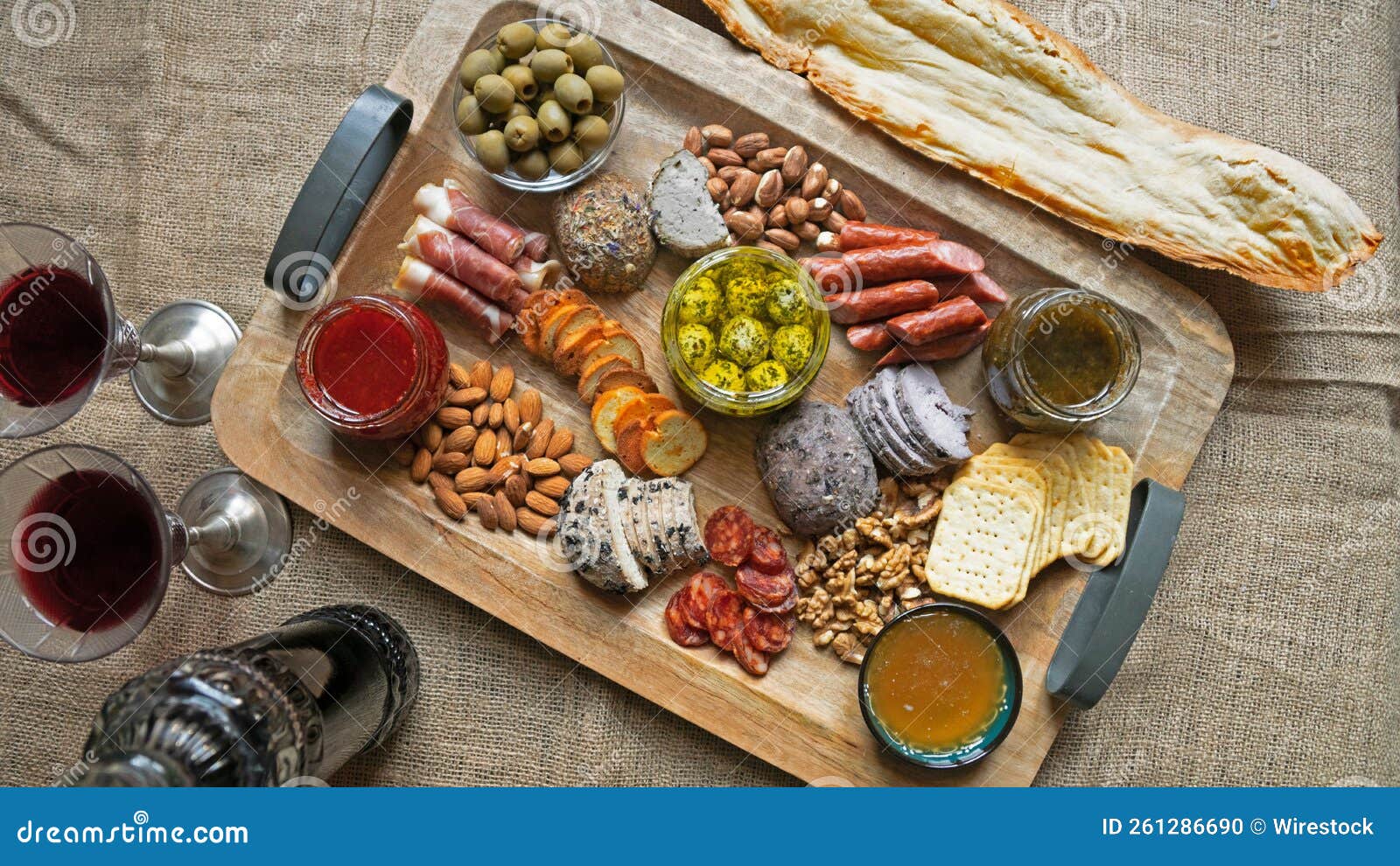Top View of a Cheese Table with Wine and Bread Stock Photo - Image of ...