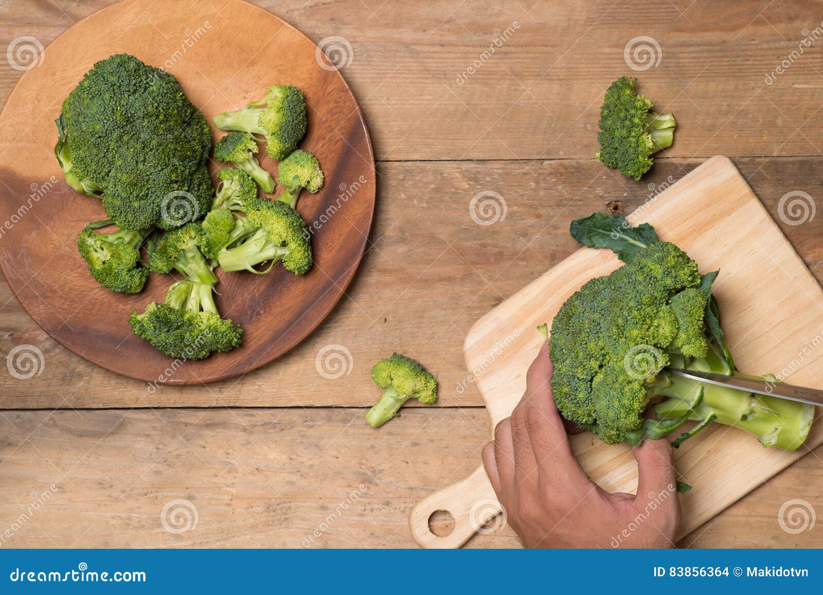 Top View of Chef Hand Cutting Broccoli for Cooking Stock Photo - Image ...