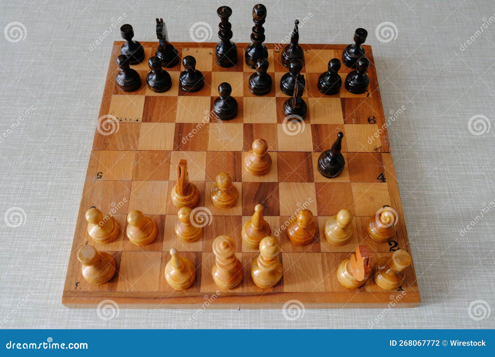 Top View of Chess Pieces on a Chessboard Stock Photo - Image of retro ...