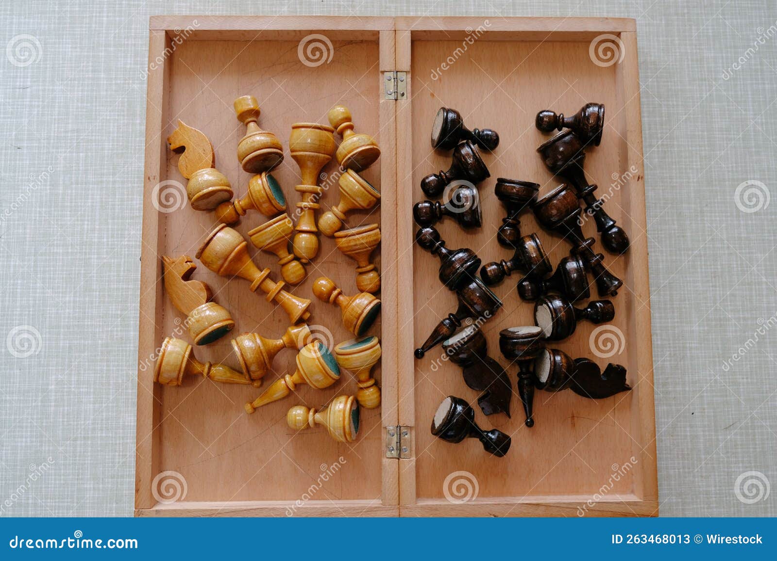 Top View of Chess Pieces in an Opened Chessboard Stock Image - Image of ...