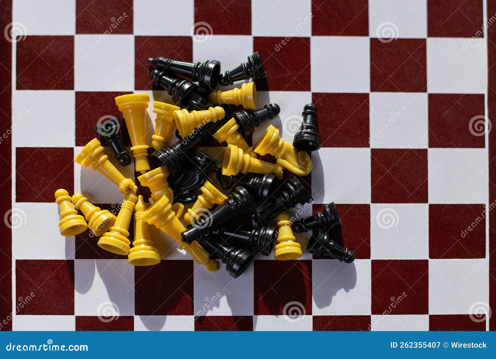 Top View of Chess Pieces Scattered on the Board Stock Image - Image of ...