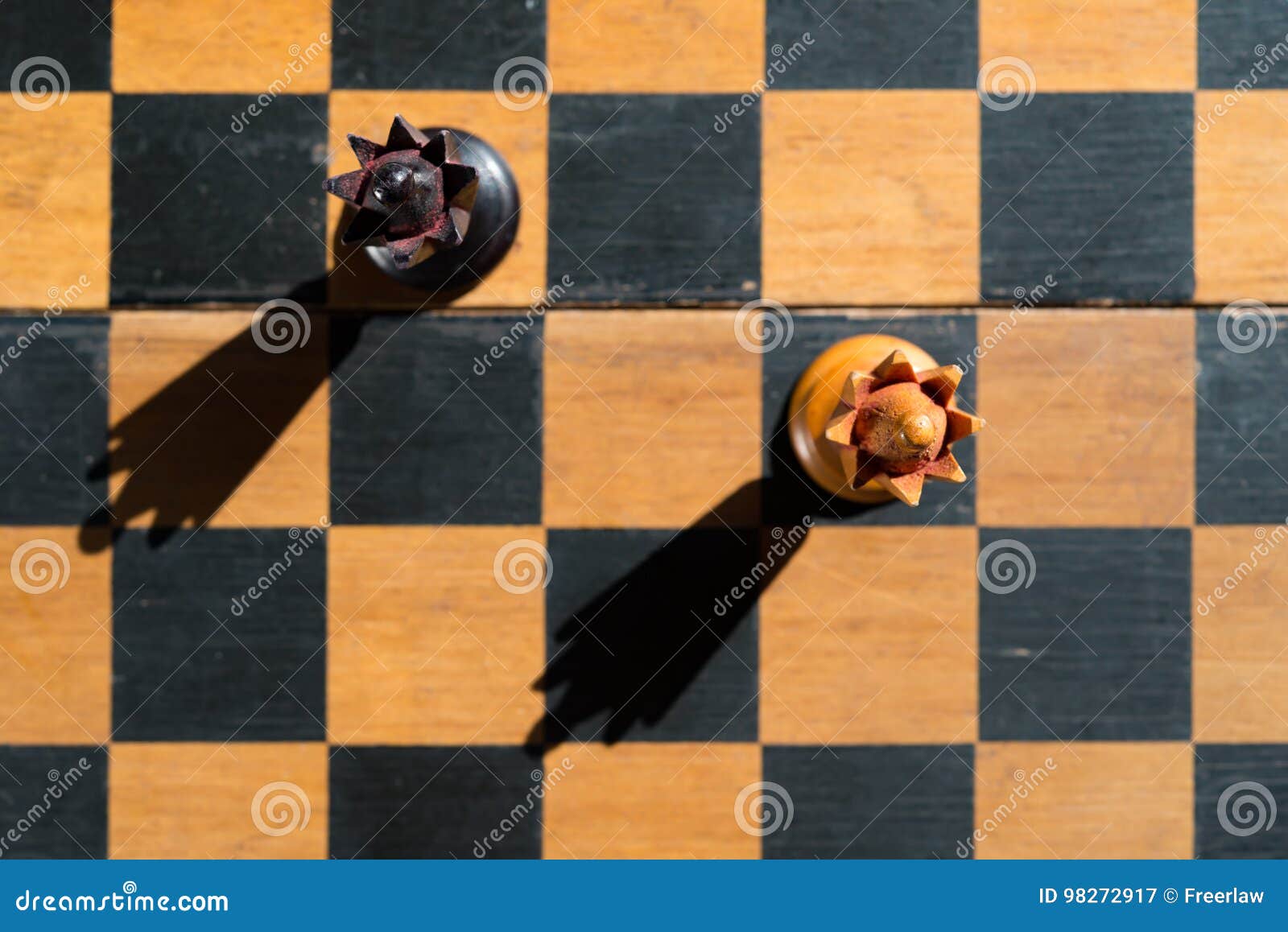 Top View Chess Knights Stand On Chess Board With Shadows Stock ...