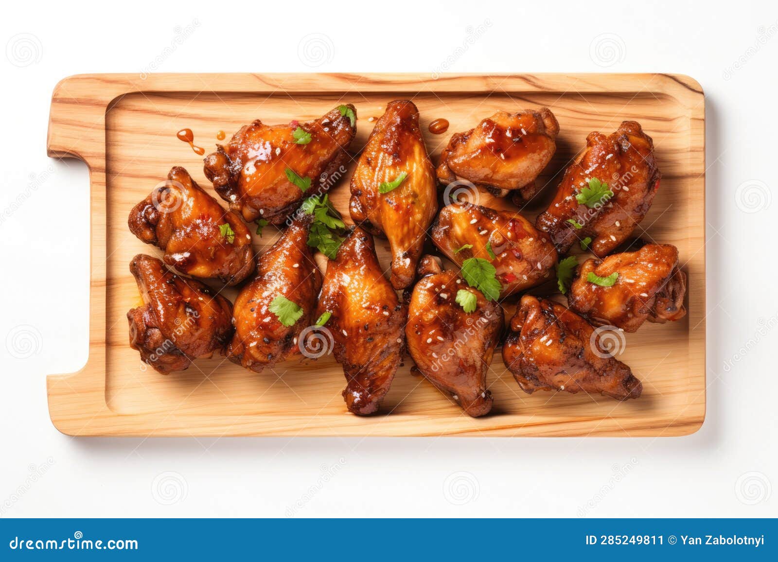 Top View, Chicken Adobo on a Wooden Boardon White Background Stock ...