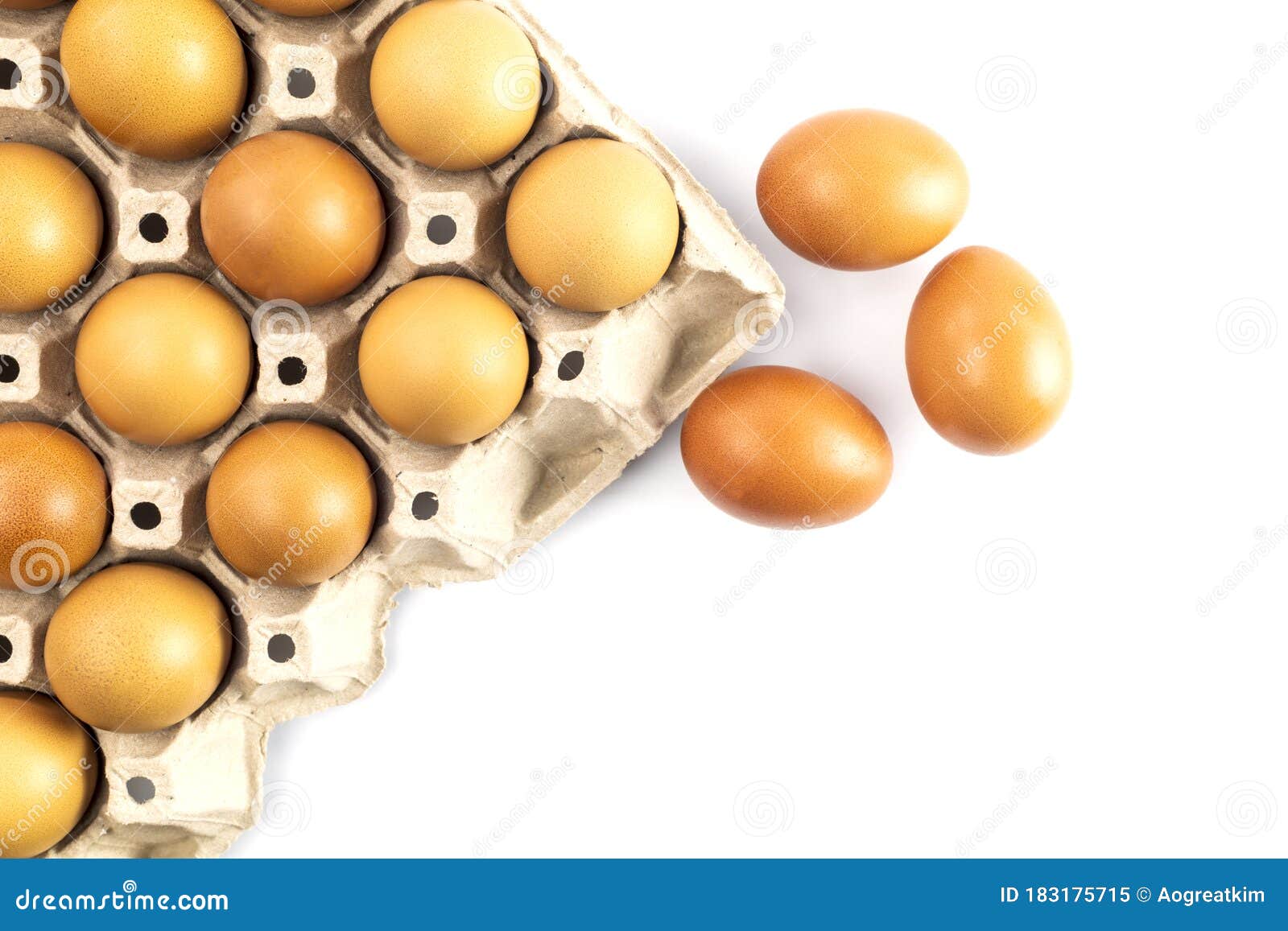 Top View Chicken Fresh Eggs in Cardboard Egg Box Holder and 3 Fresh ...