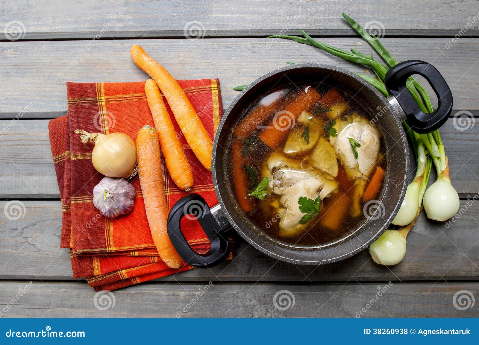 Top view of chicken soup stock photo. Image of consomme - 38260938