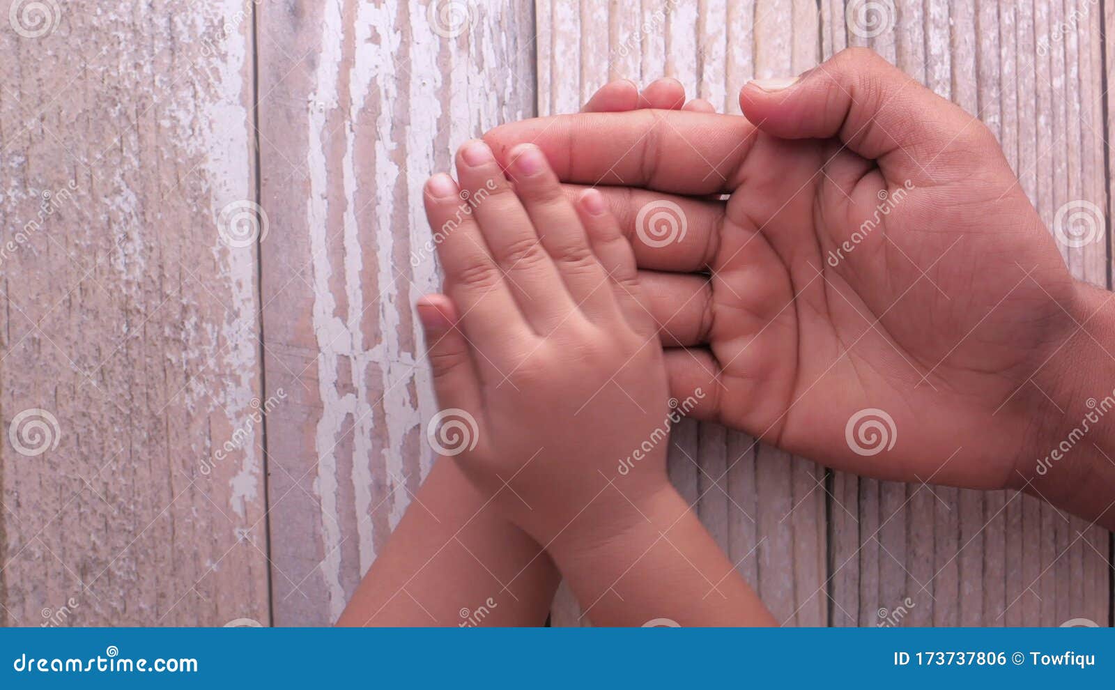 Top View of Child Hand on Father Hand on Table Stock Footage - Video of ...