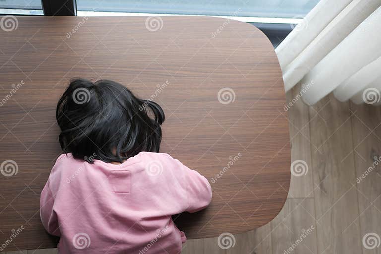 Top View of Child Head Down on Desk Stock Image - Image of shame ...
