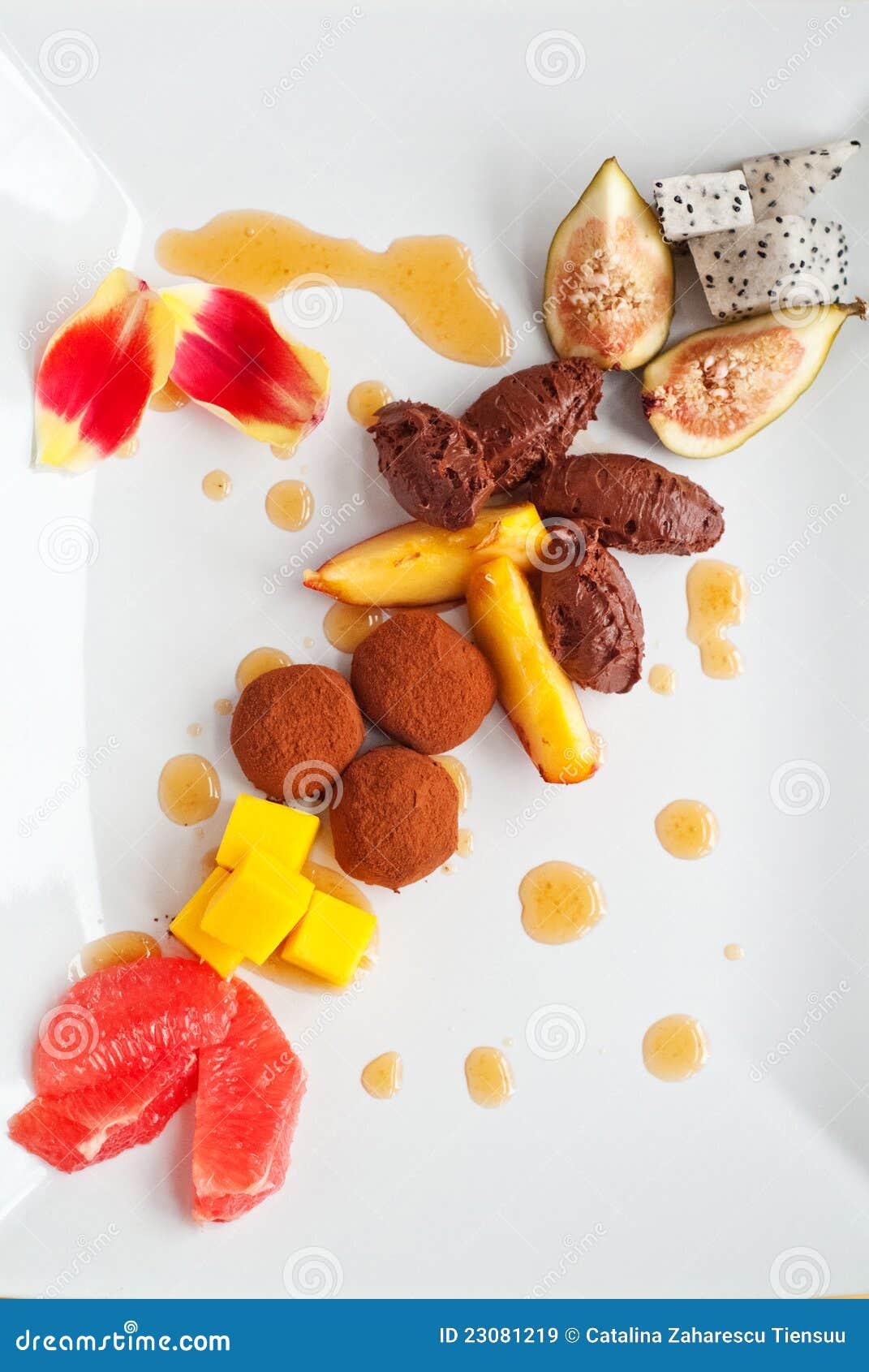 Top View of a Chocolate and Fruits Dessert Stock Image - Image of ...