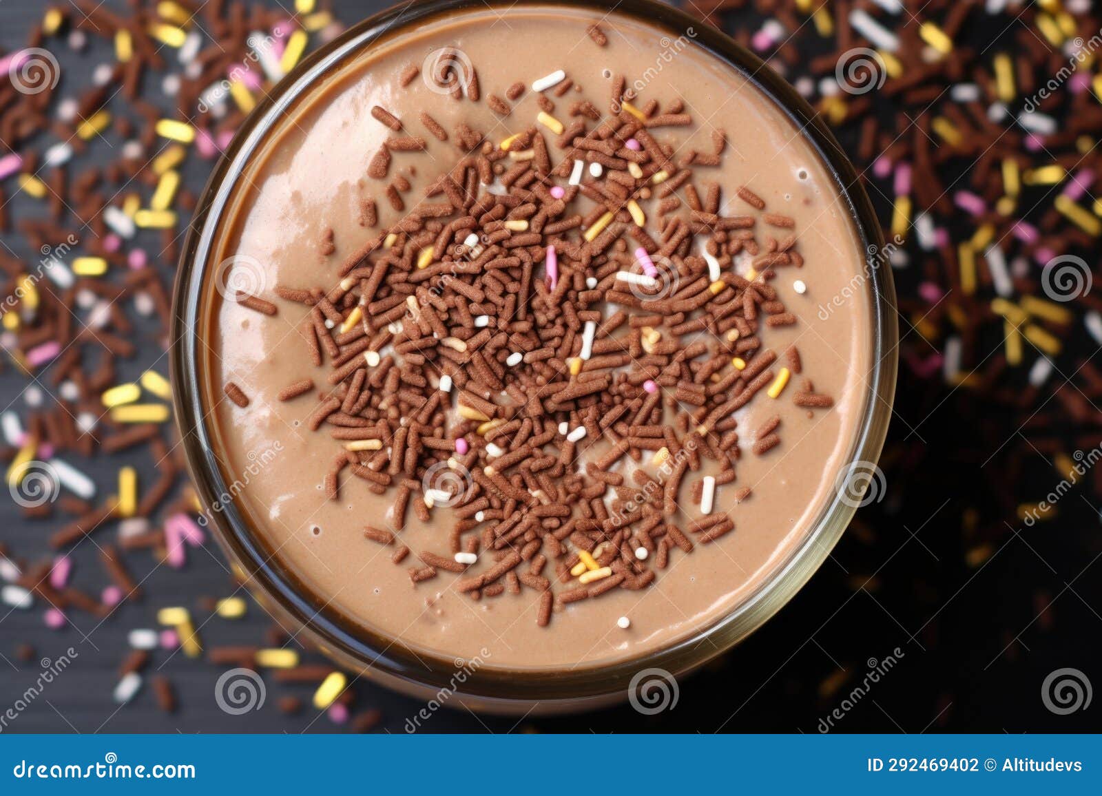 Top View of a Chocolate Milkshake with Sprinkles on Top Stock Photo ...