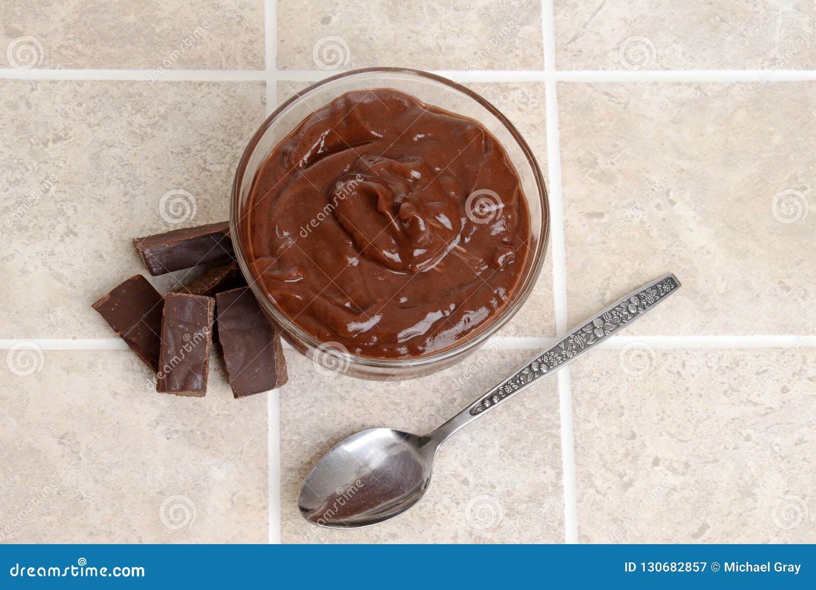 Top View Chocolate Pudding with a Spoon Stock Image - Image of fresh ...