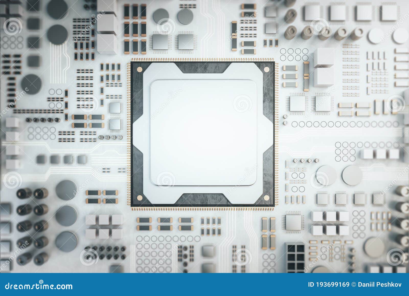 Top View of Circuit Chip on Motherboard Stock Illustration ...