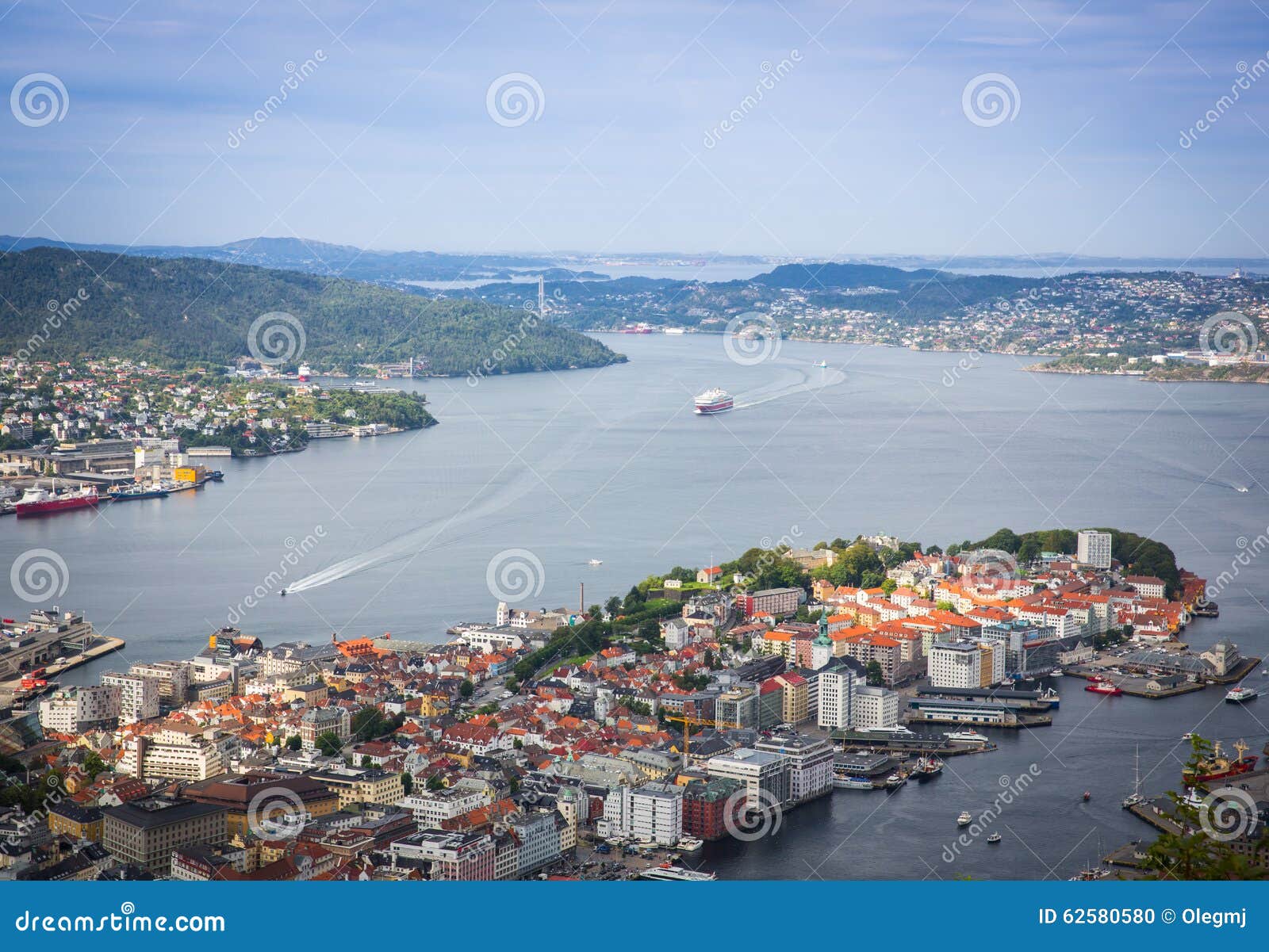 Top View of the City of Bergen Stock Photo - Image of monuments, parks ...