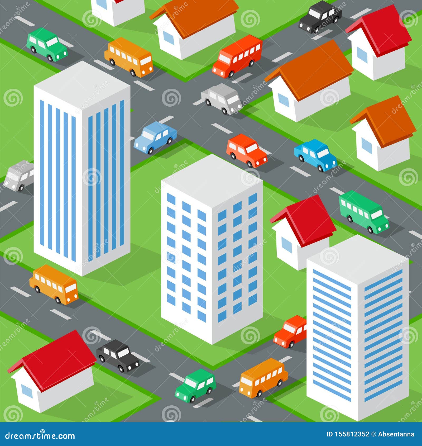 Top view of the city stock vector. Illustration of cartography - 155812352