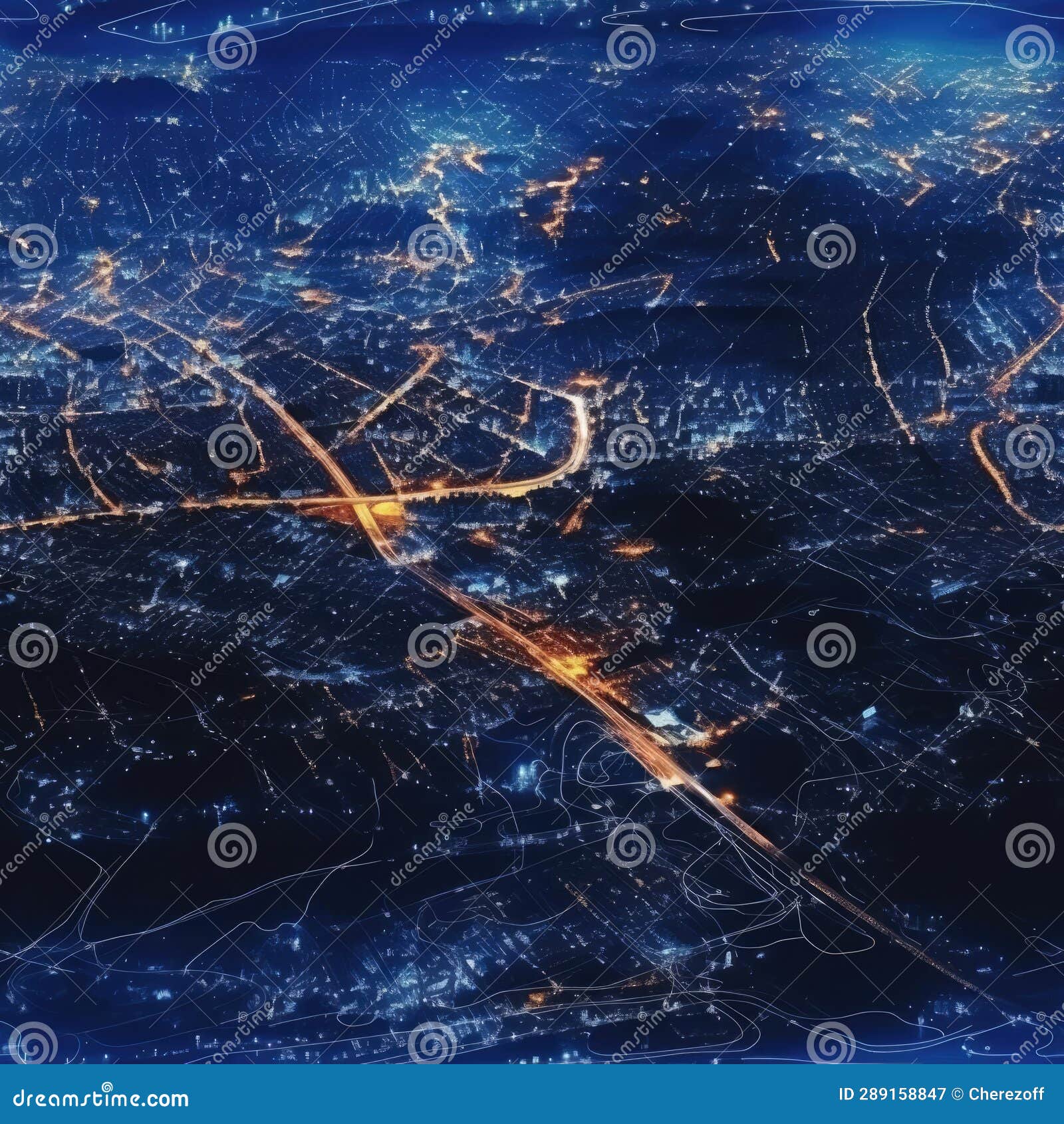 Top View of the City at Night with Illuminated Streets Stock Image ...