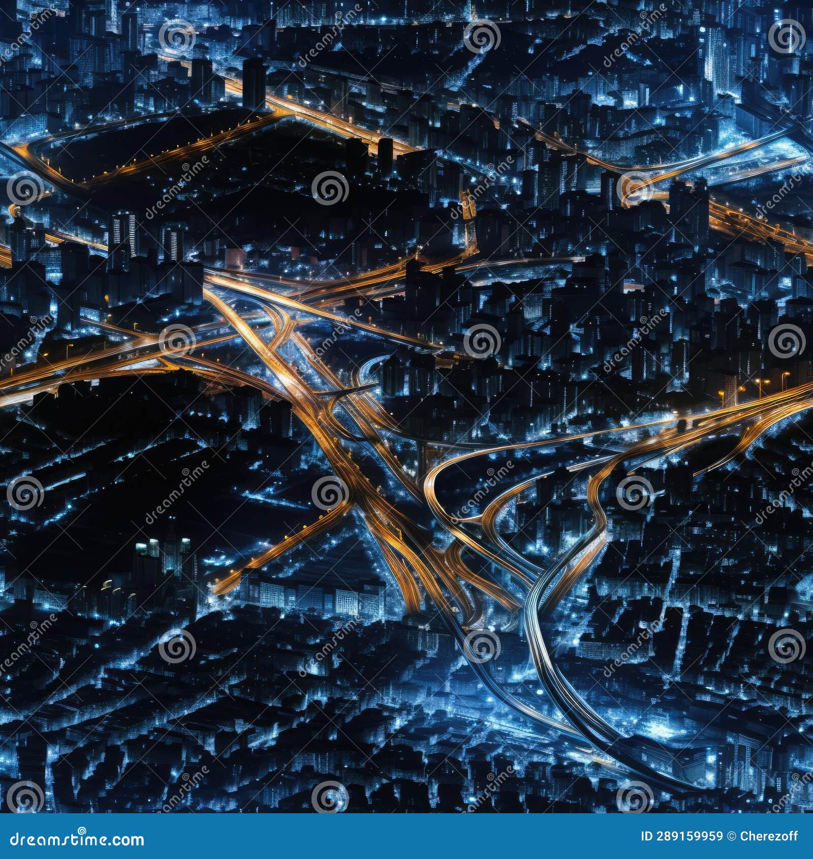 Top View of the City at Night with Illuminated Streets Stock Image ...
