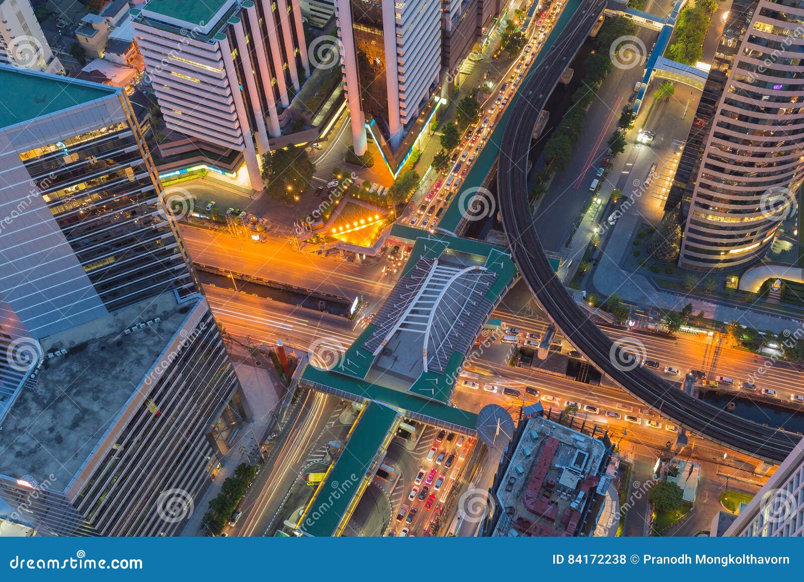 Top View City Road Cross Intersection Stock Photo - Image of financial ...