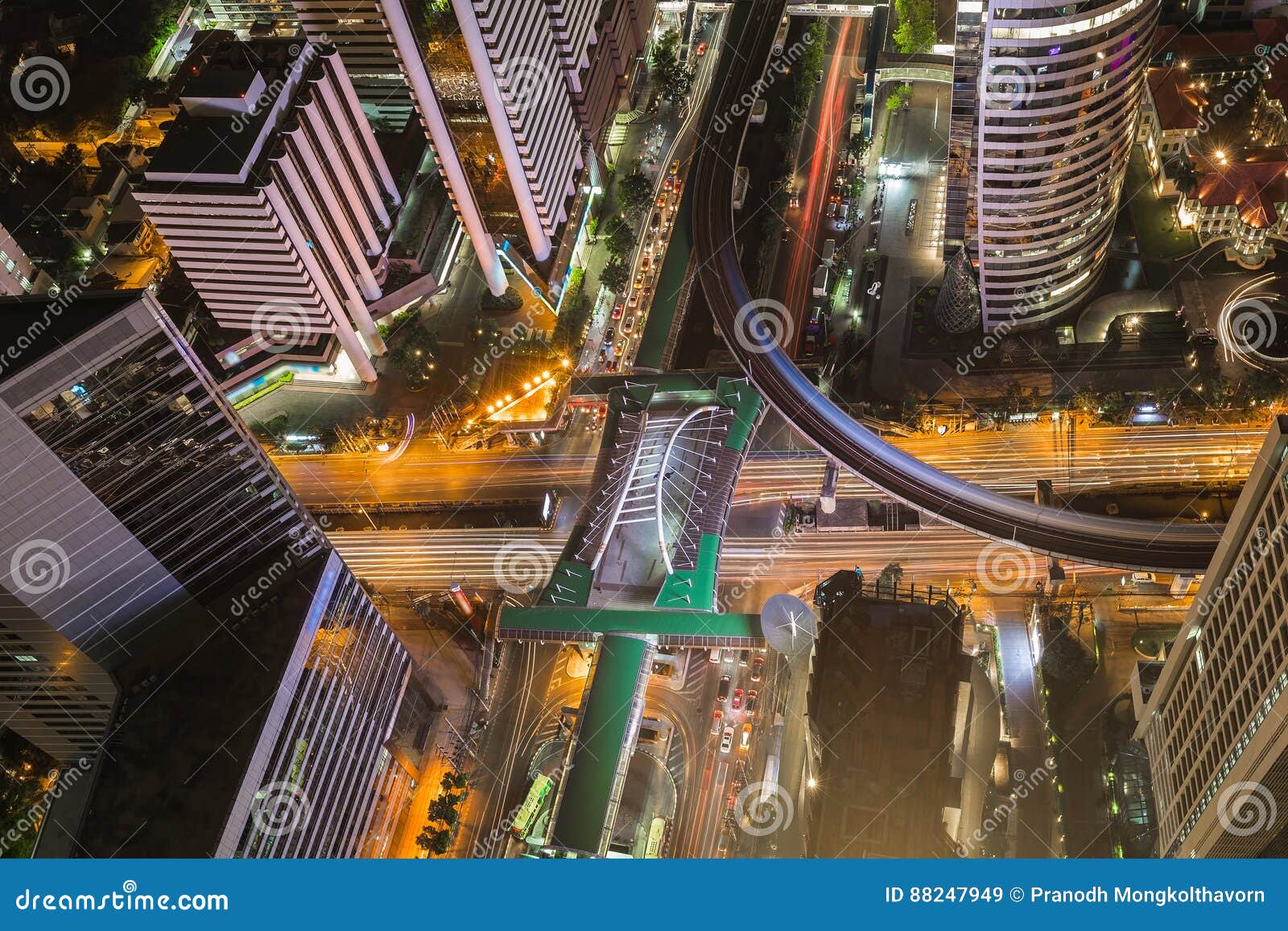 Top View, City Road Intersection and Downtown Background Stock Image ...