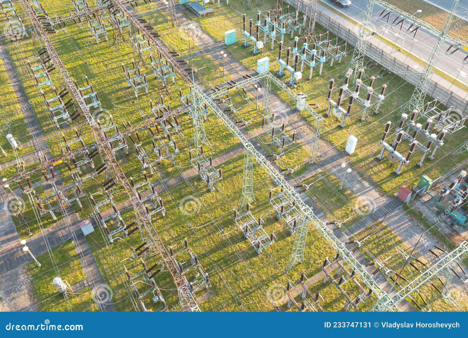 Top View of the City`s Electrical Substation. a Substation with ...