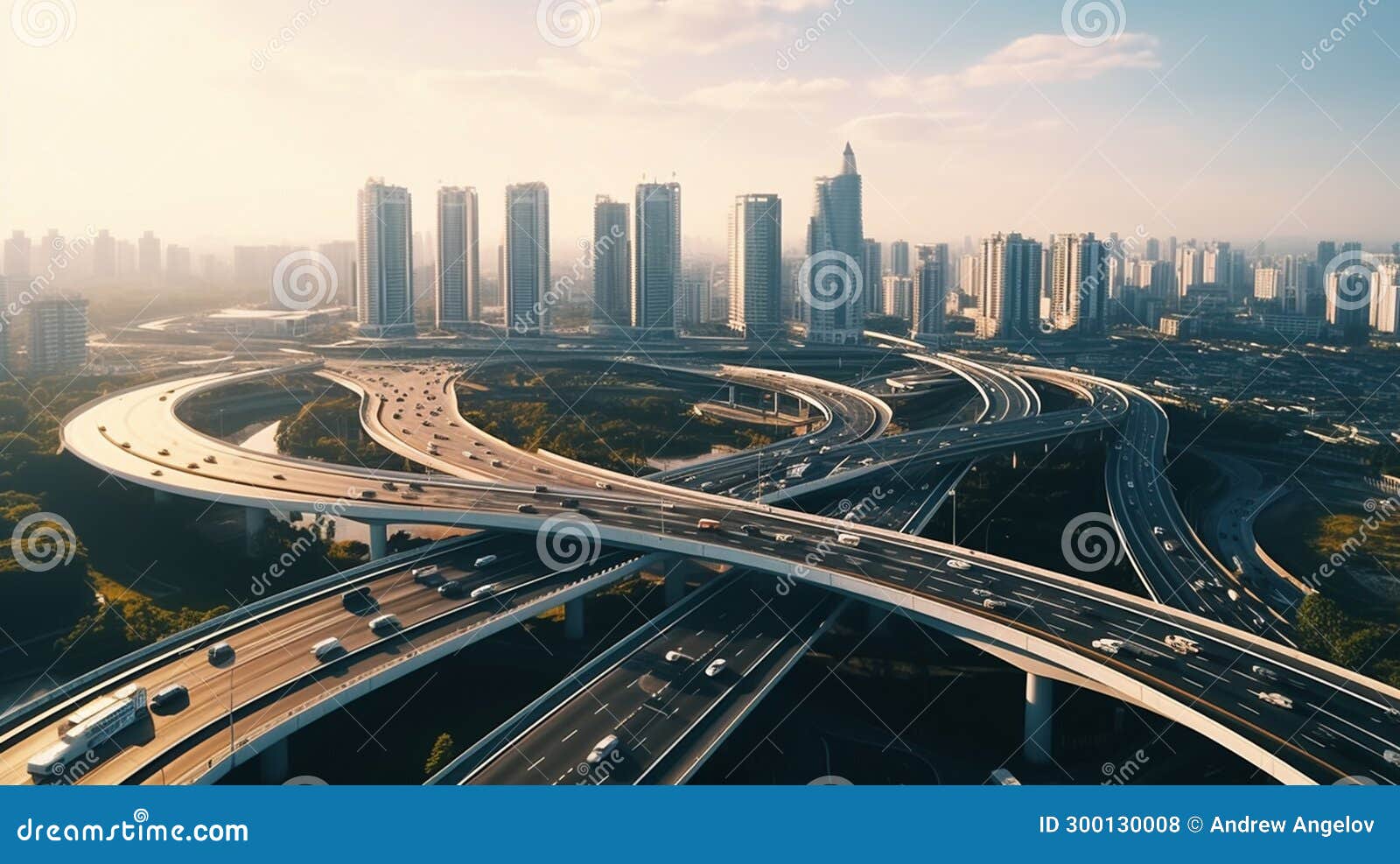 Top View City Traffic of Highway. Road Interchange Stock Photo - Image ...