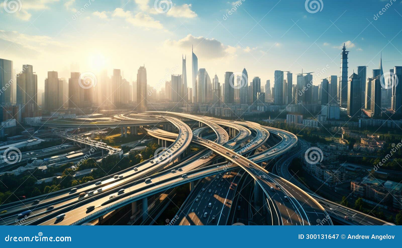 Top View City Traffic of Highway. Road Interchange Stock Image - Image ...