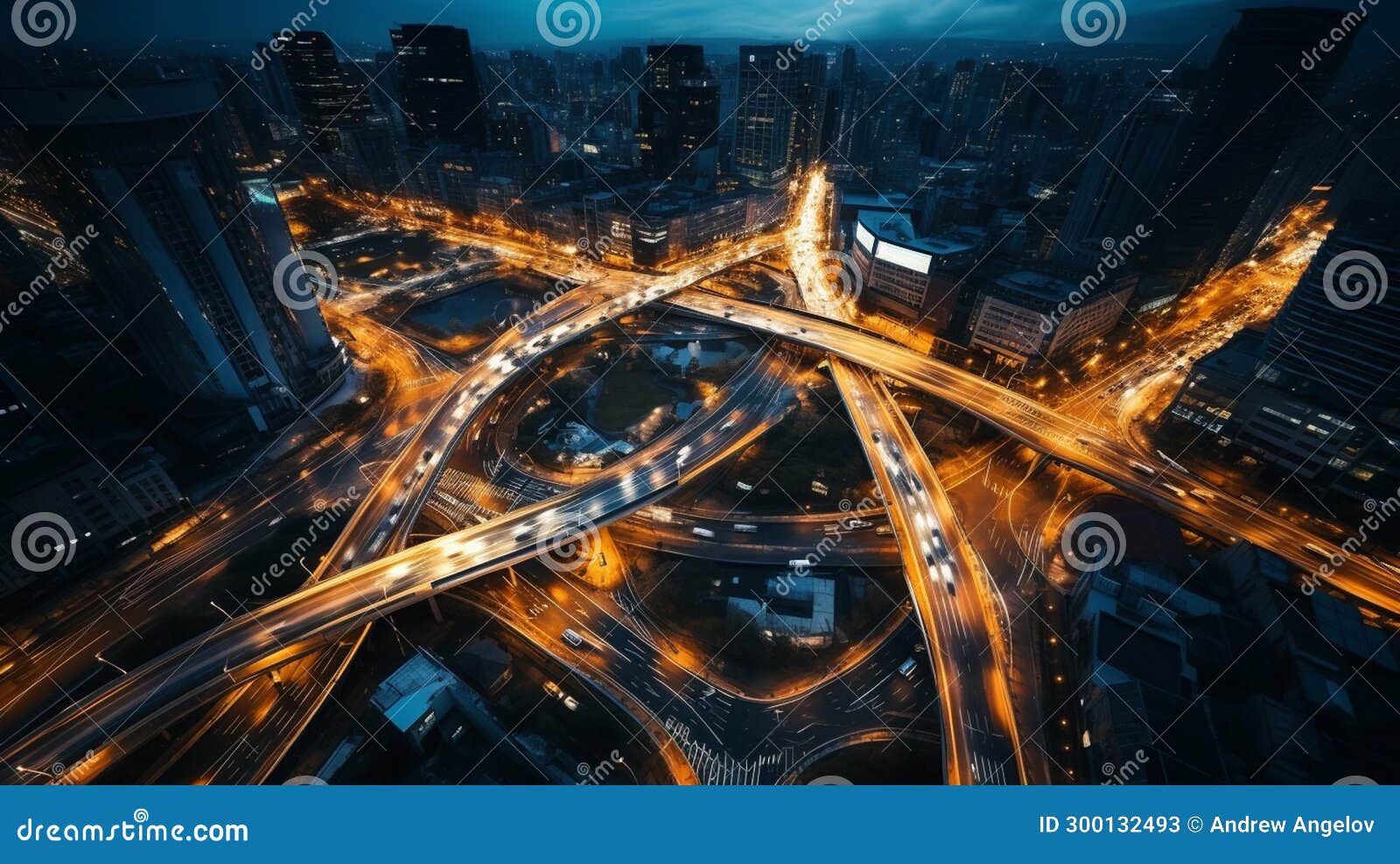 Top View City Traffic of Highway. Road Interchange Stock Image - Image ...