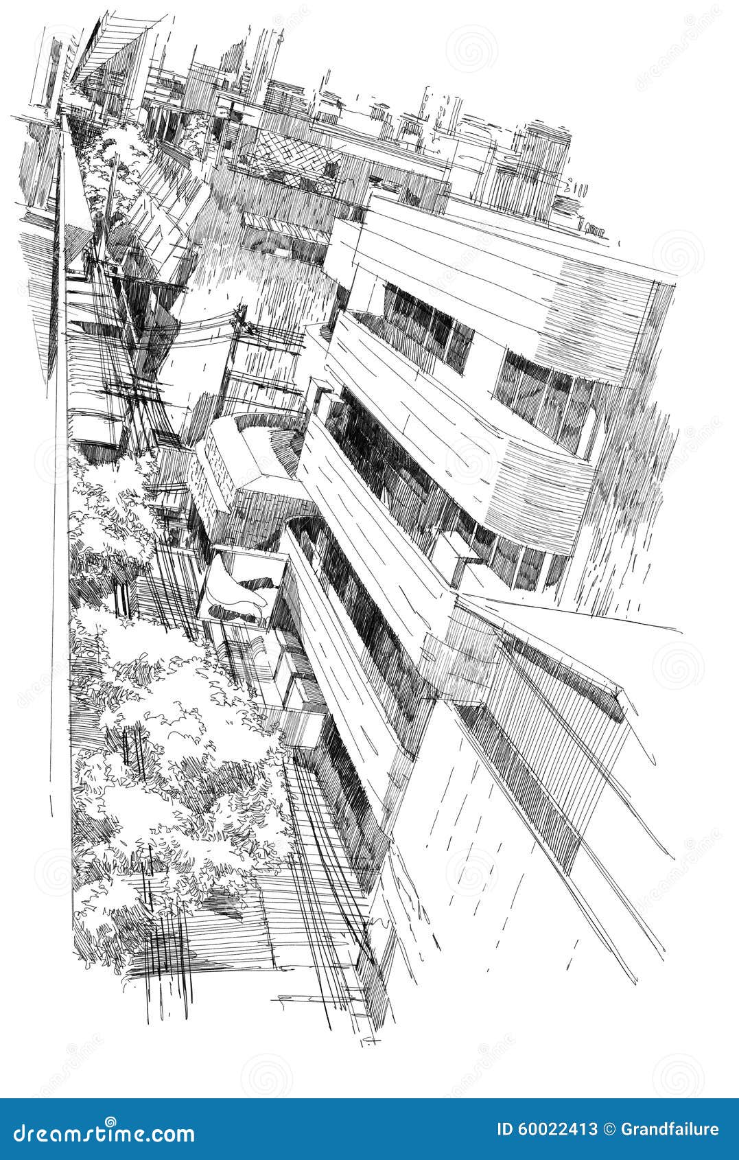 Top view of cityscape stock illustration. Illustration of pencil - 60022413