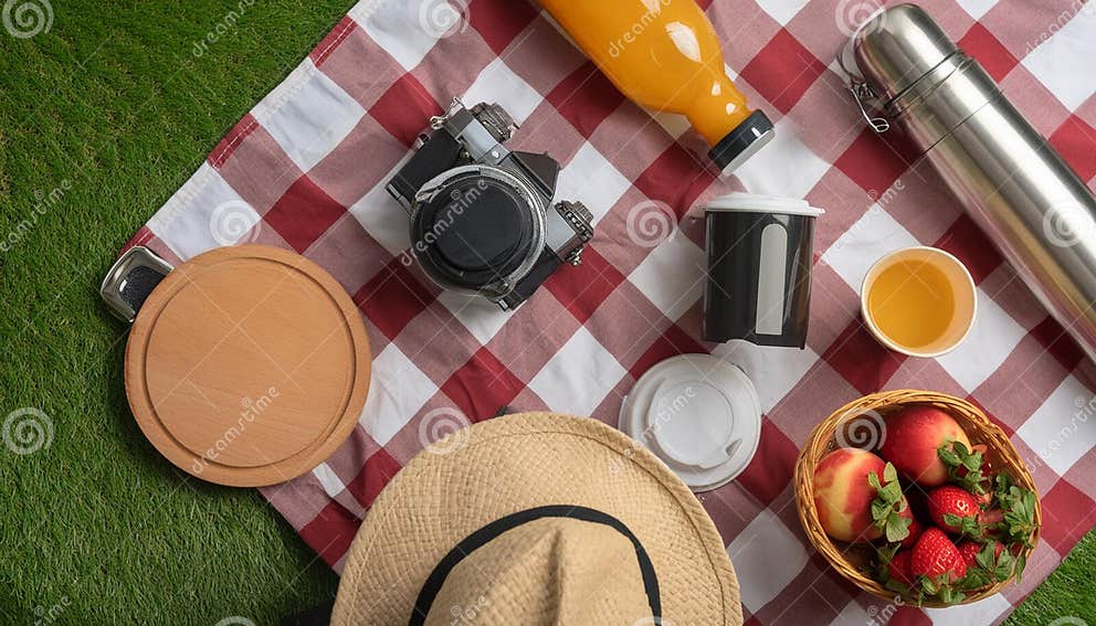 Top View of a Classic Picnic on the Grass Stock Photo - Image of eating ...