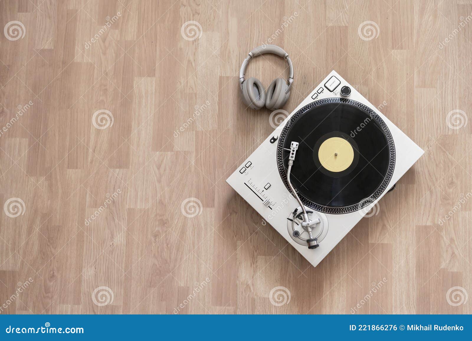 A Top View of a Classic Record Player Flat Lay, Simple Minimalism ...