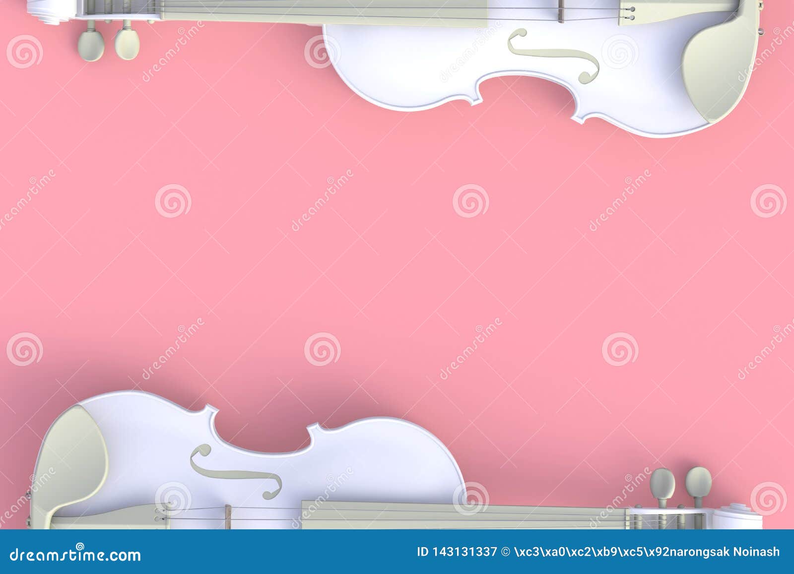 Top View of Classical White Violin Isolated on Pink Background, String ...