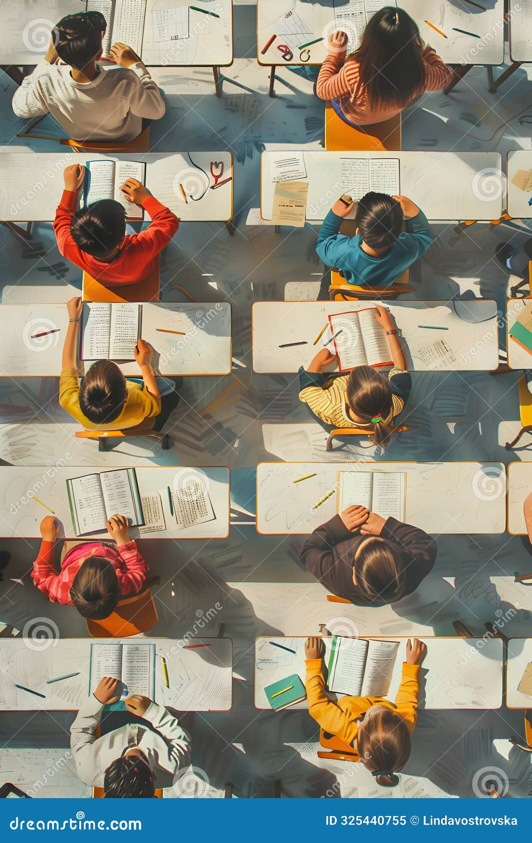 Top View of Classroom with Desks. Stock Illustration - Illustration of ...