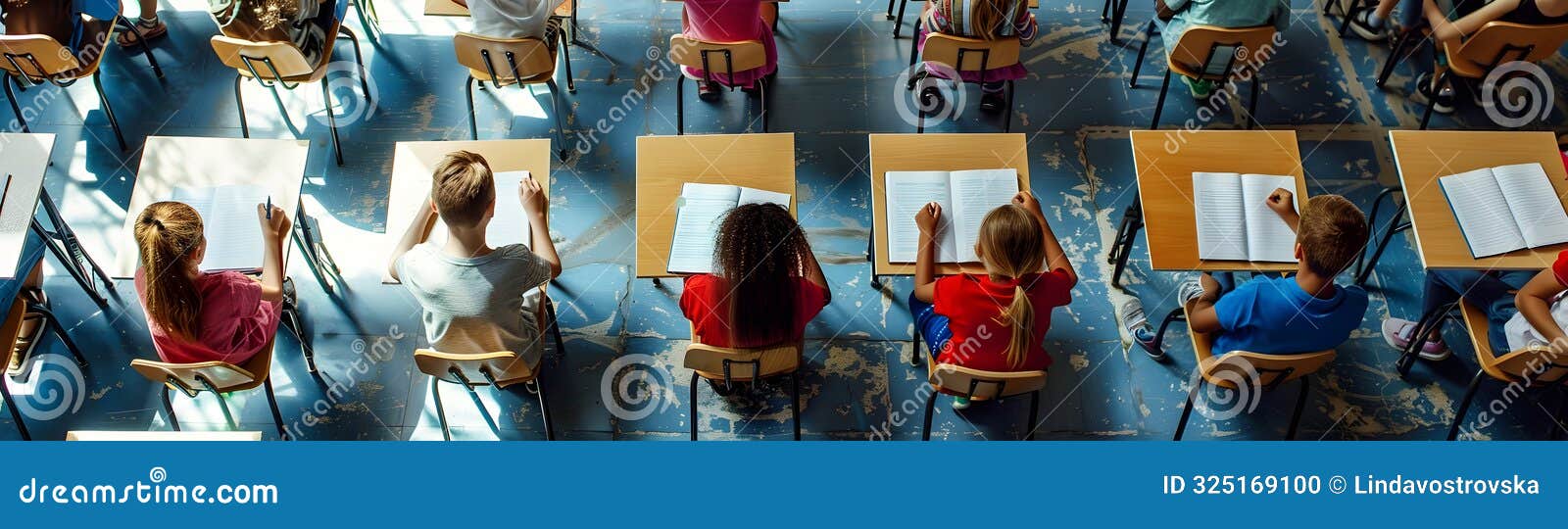 Top View of Classroom with Desks. Stock Illustration - Illustration of ...