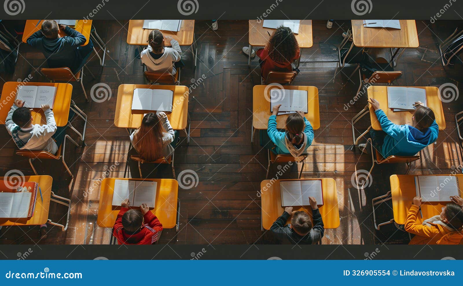 Top View of Classroom with Desks. Stock Illustration - Illustration of ...