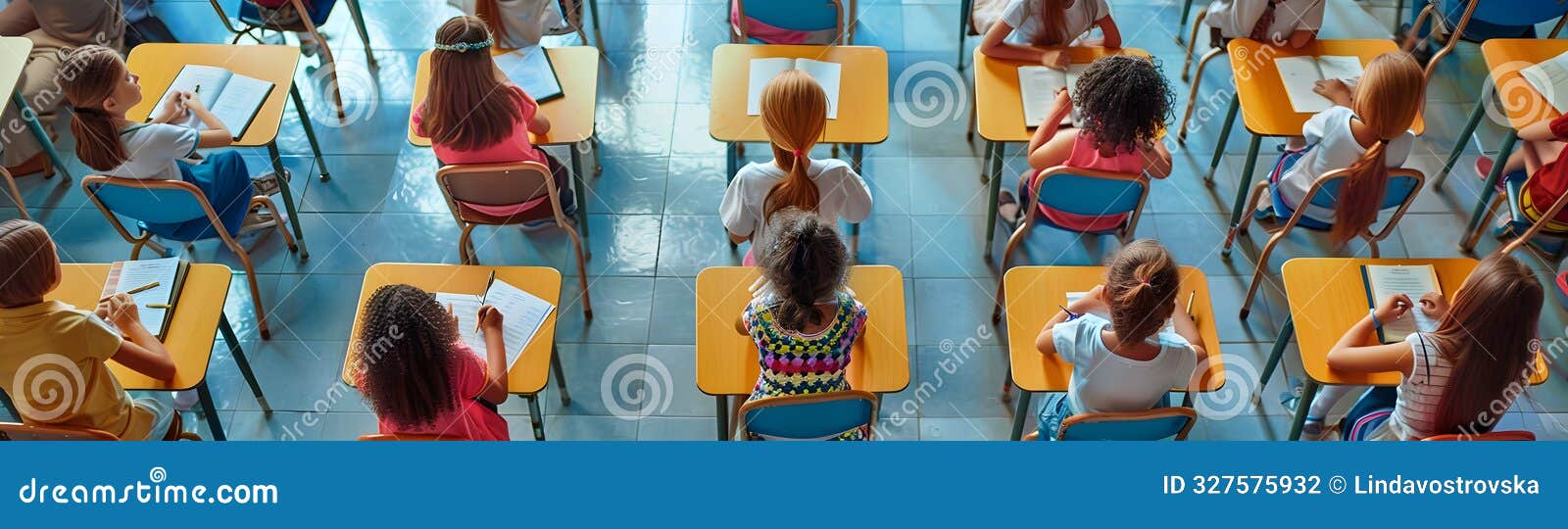 Top View of Classroom with Children Sitting. Stock Illustration ...