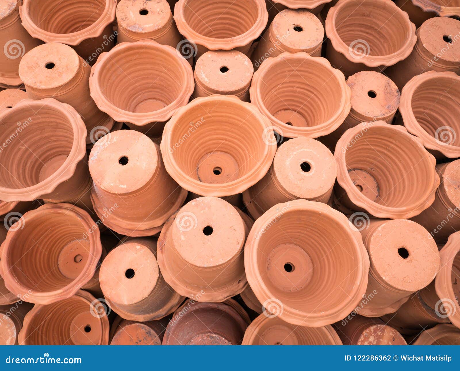 Top View of Clay Pots are Arranged in Rows Stock Photo - Image of ...
