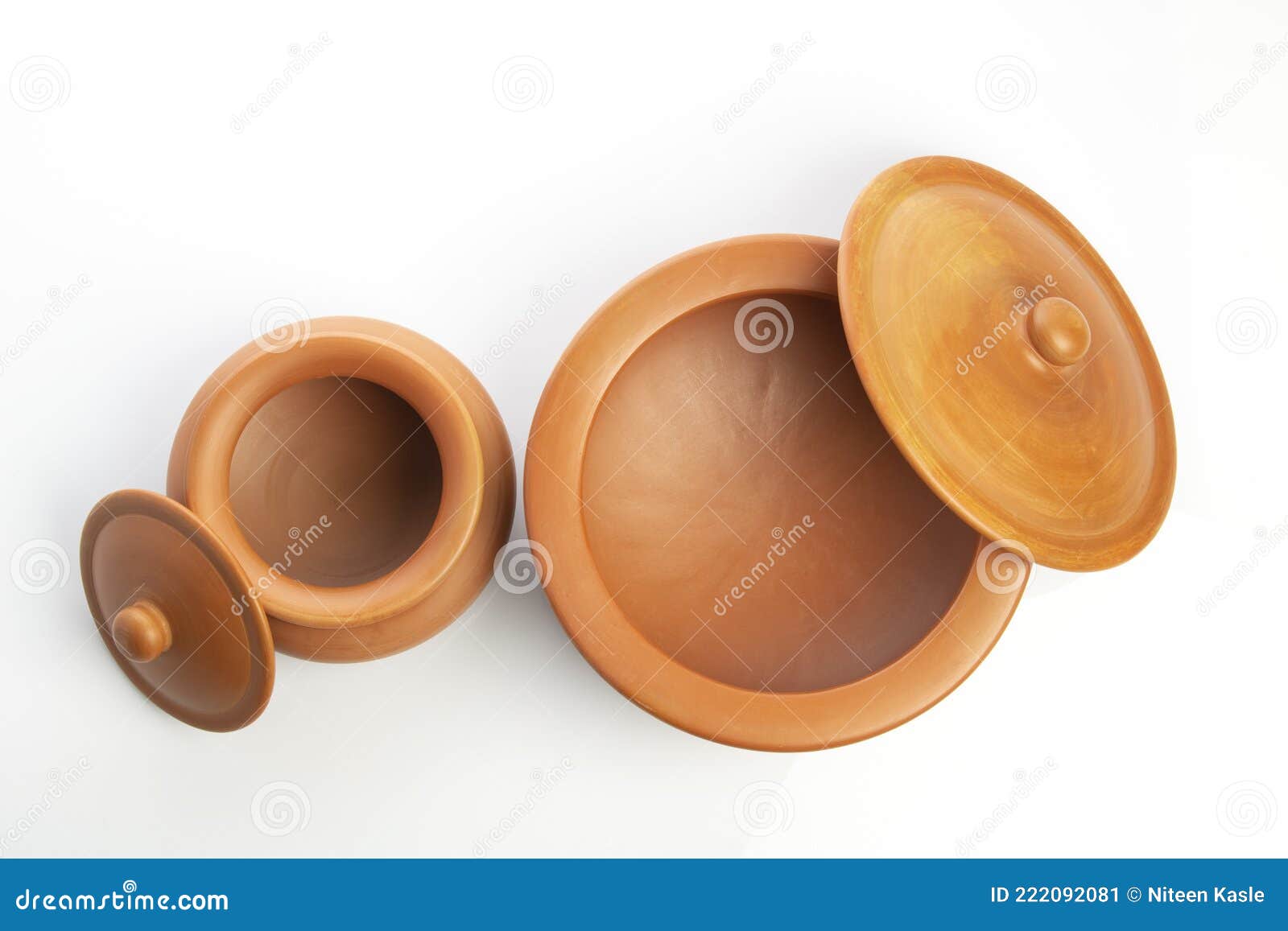 Top View of Clay Pots Isolated on White Background Stock Image - Image ...