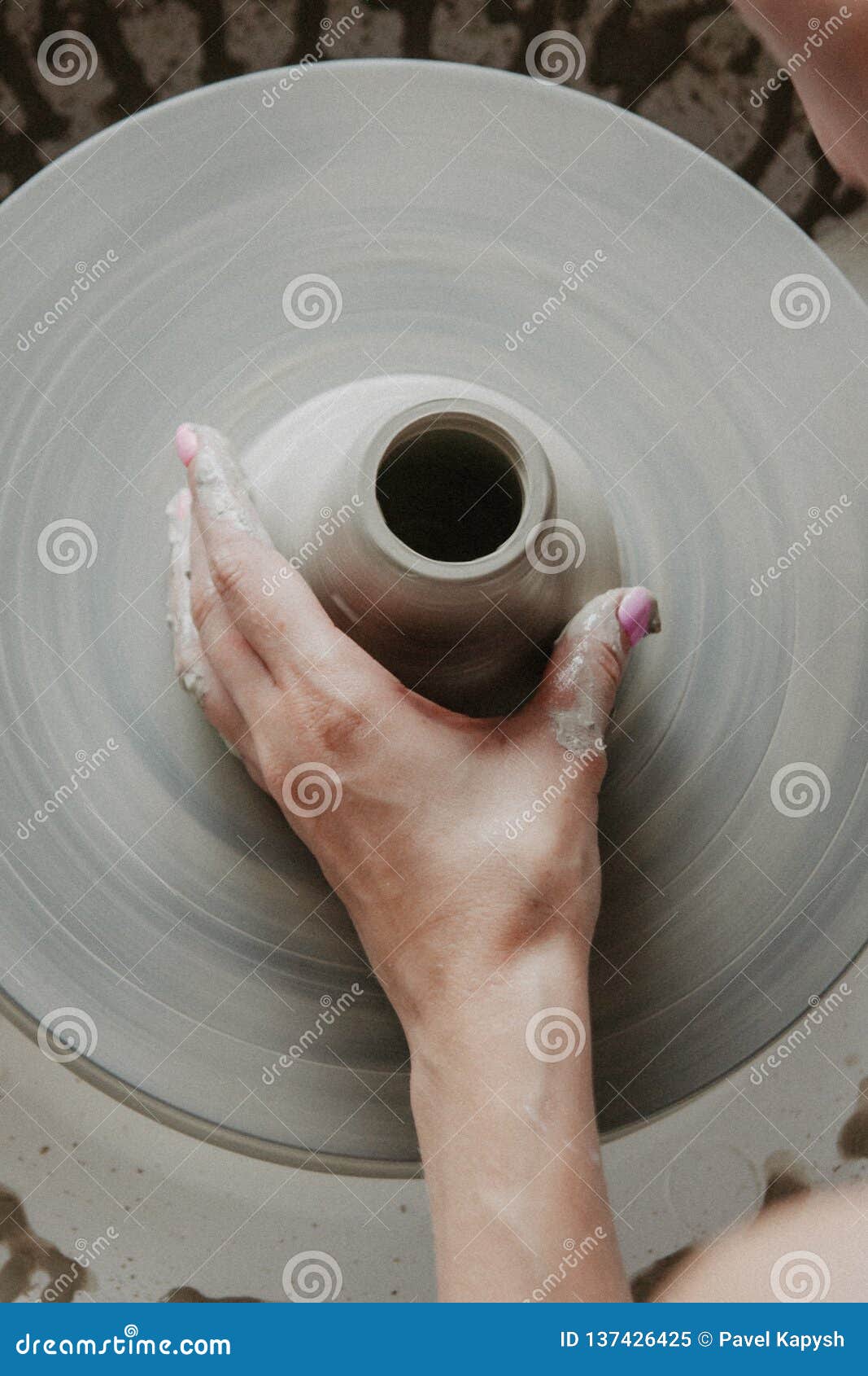 Top View of Clay Products, on a Pottery Wheel with Copy Space Stock ...