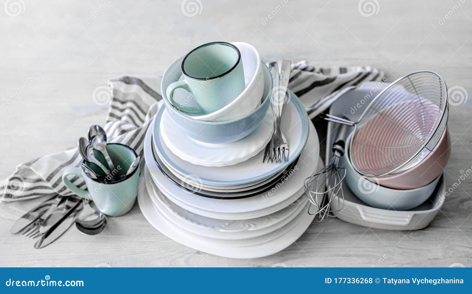 Top View on Clean Kitchenware Stock Photo - Image of dishes, interior ...