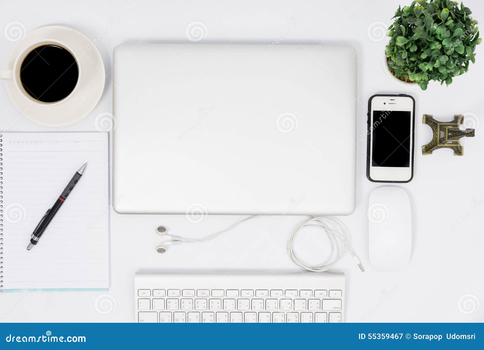 Top View Close Laptop or Notebook Workspace Office Stock Image - Image ...