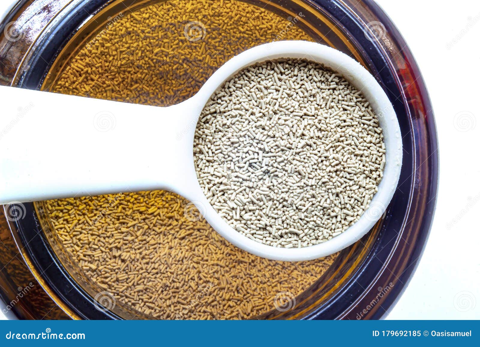 A Top View Close Up of a Measurement Baking Spoons with Yeast Container ...
