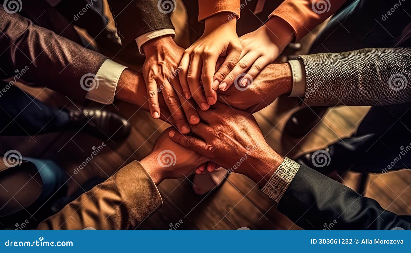 Top View Close-up, Young People Stack Hands, Showing Unity and Teamwork ...