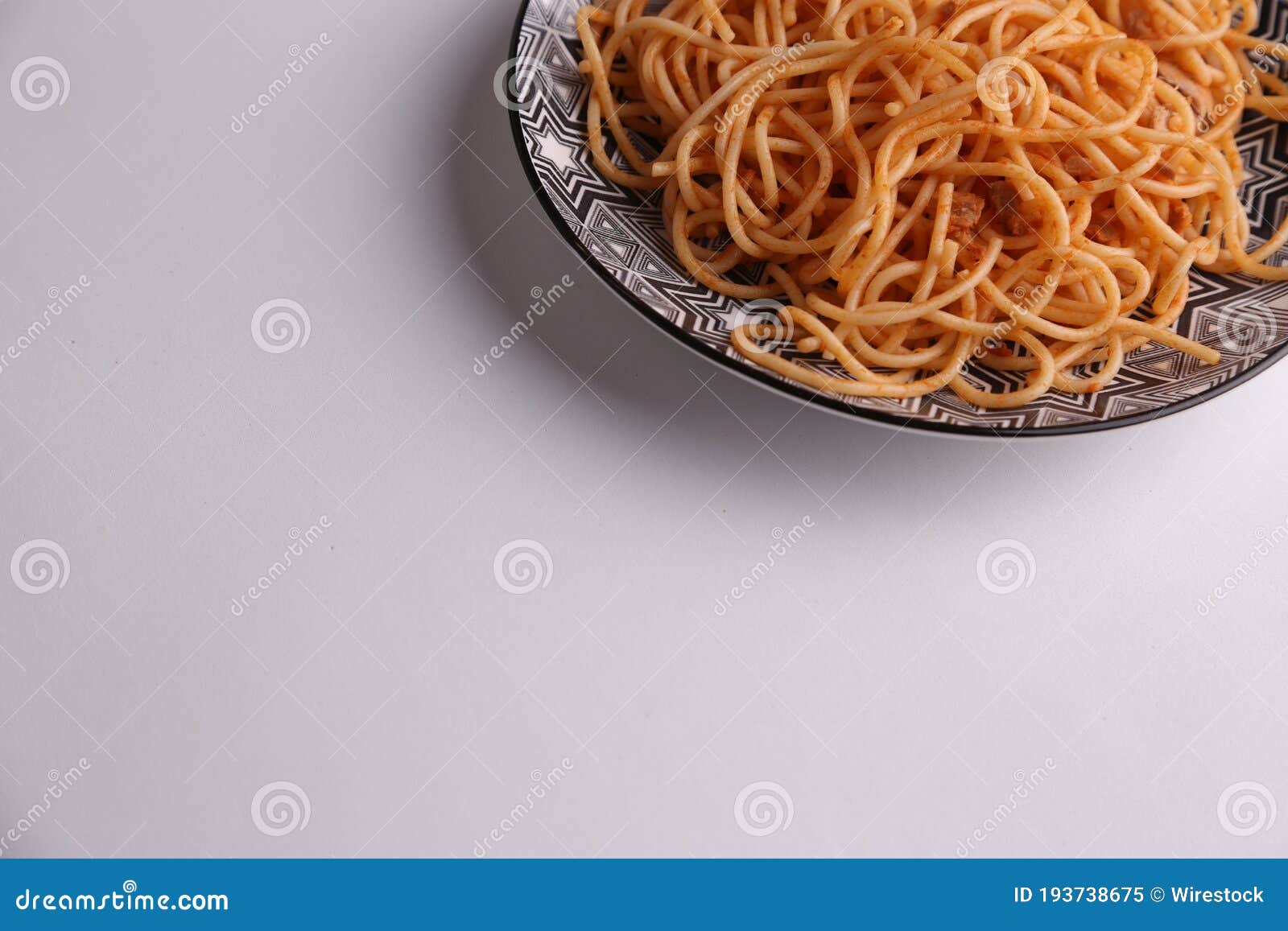 Top View Closeup of Delicious Spaghetti Pasta on a Plate on the Corner ...