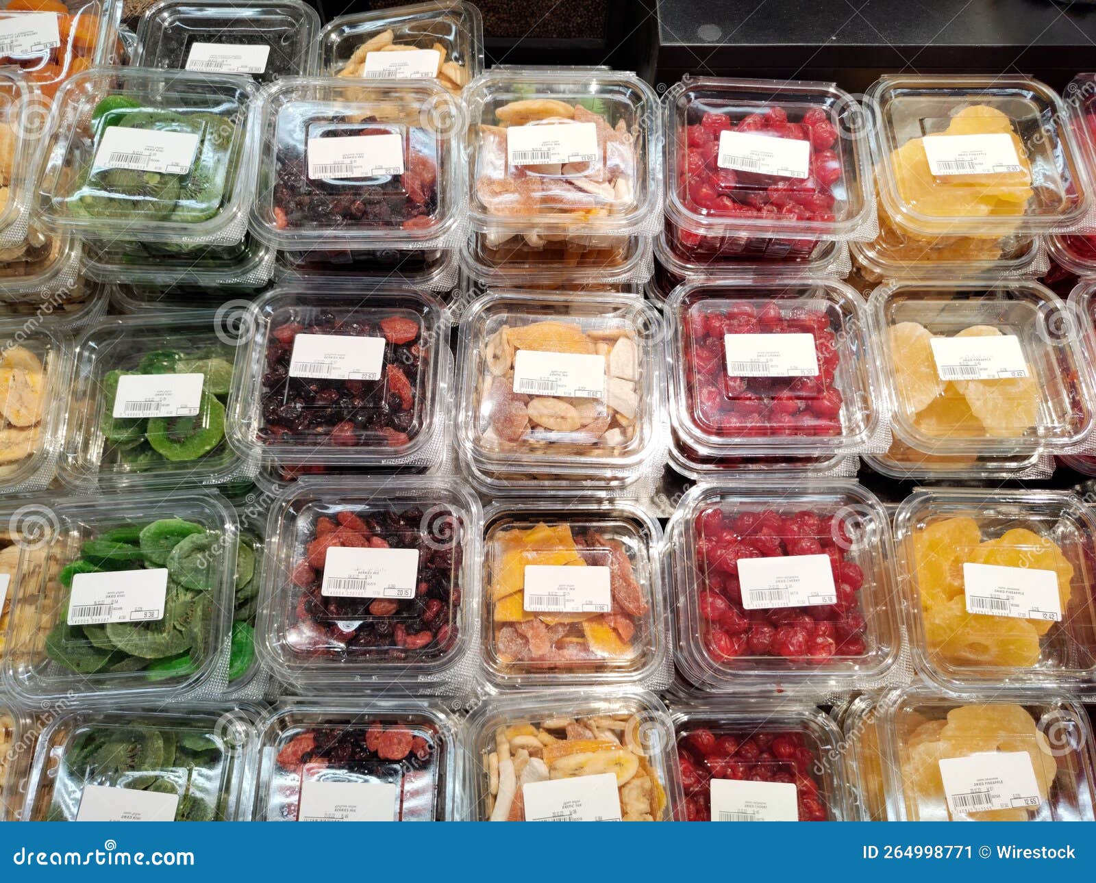 Top View Closeup Shot of Dried Fruit and Nuts, Packaged in Plastic ...