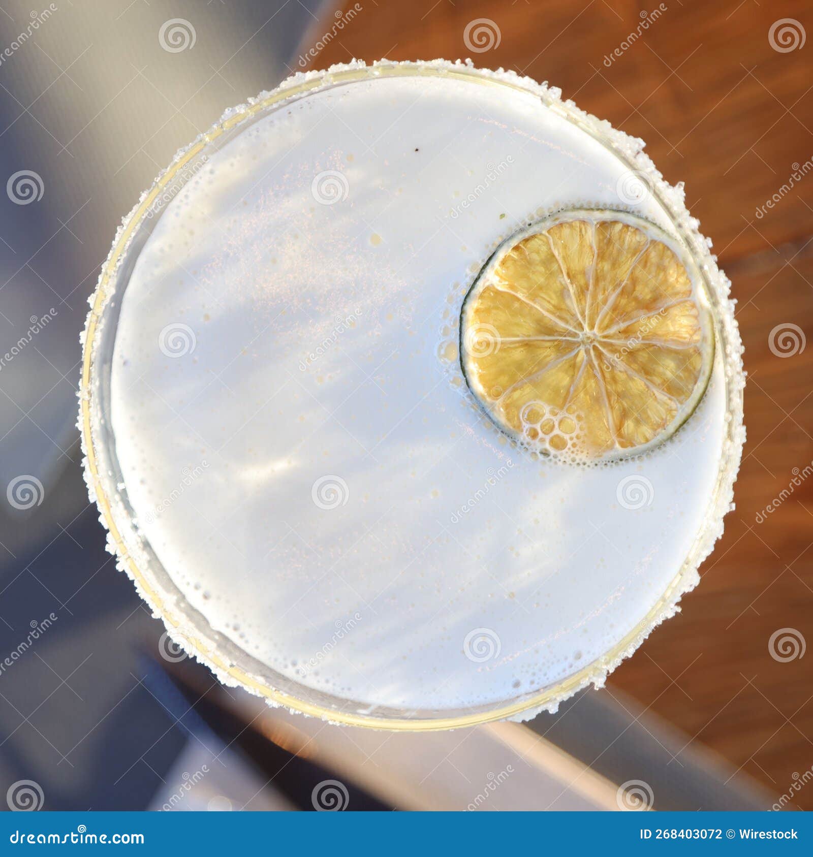 Top View of a Cocktail with a Lemon Slice and Salt Stock Photo - Image ...