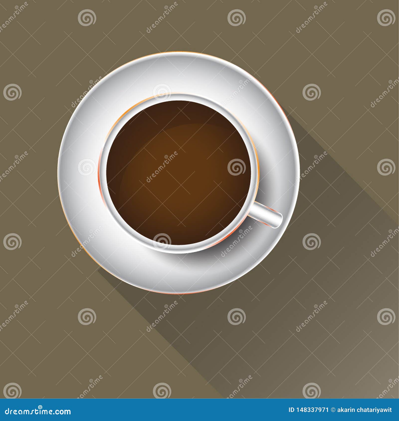 Cup of coffee top view. stock vector. Illustration of bean - 148337971